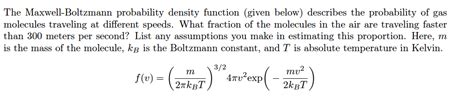 Solved The Maxwell Boltzmann Probability Density Function