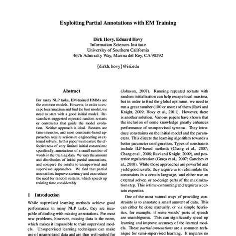 Exploiting Partial Annotations With Em Training Acl Anthology