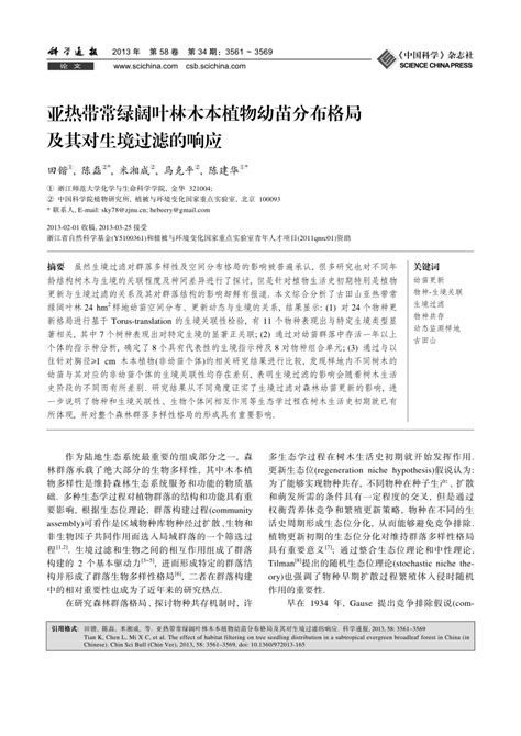 Pdf The Effect Of Habitat Filtering On Tree Seedling Distribution In