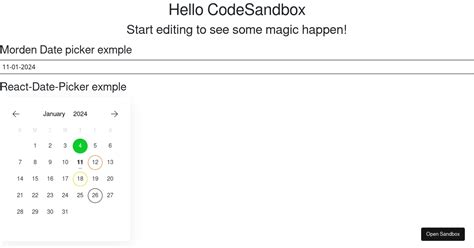 React Modern Datepicker Examples CodeSandbox