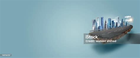 도로 광고의 3d 일러스트 도시 도로 고립 고립 된 토지조각이 있는 도시 스카이라인 건축물에 대한 스톡 사진 및 기타 이미지 건축물 도시 디지털 생성 이미지 Istock