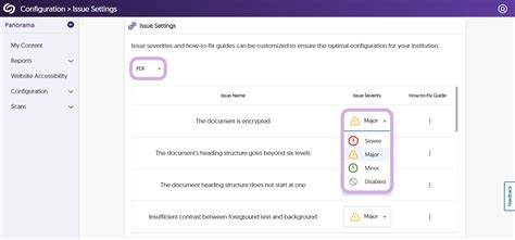 Customizing The Issue Severity For Panorama Yuja Help Center