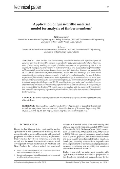 Pdf Application Of Quasi Brittle Material Model For Analysis Of Timber Members