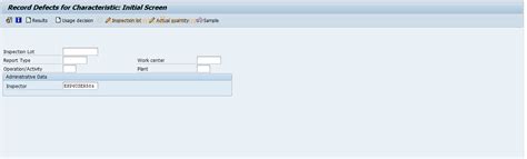 QF SAP Tcode Record Defects For Characteristic