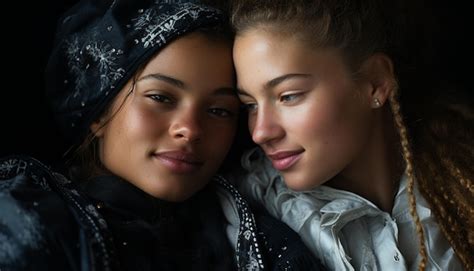 Premium Ai Image Two Young Women Smiling Looking At Camera Radiating