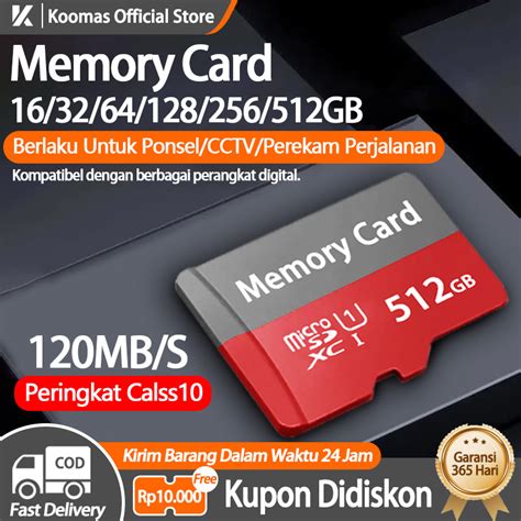 Jual Koomas Memory Card 16 32 64 128 256 512gb 120mbps Memori Card