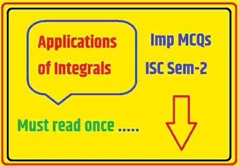 Mcqs Applications Of Integrals Isc Class 12 Questions With Answer