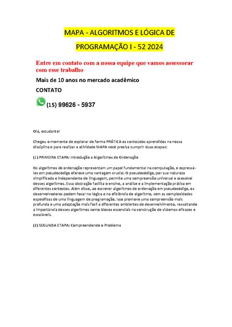 MAPA Algoritmos E Lógica DE Programação I 52 2024 MAPA