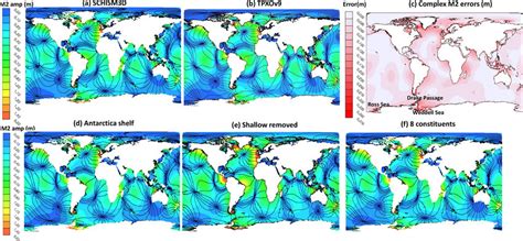 comparison of co tidal chart for m2 between a schism and b tpxov9