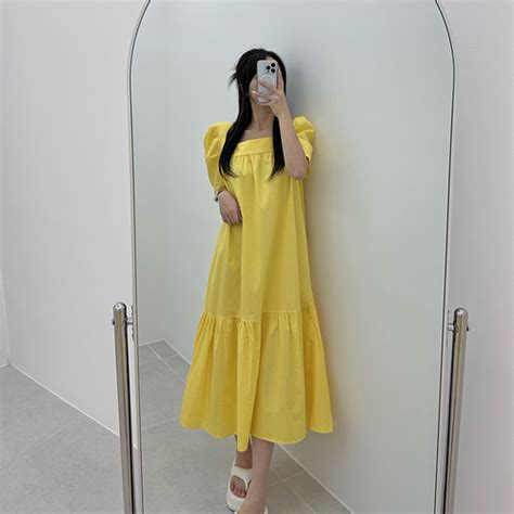 민스타일 초특가 토비 스퀘어넥 퍼프 휴양지 시원한 플레어 캉캉 롱 원피스