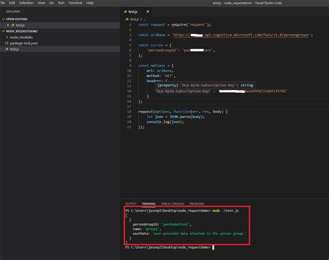 node js face api error 404 during person group put operation