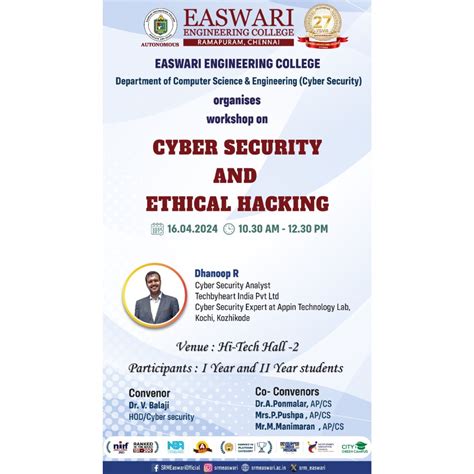 Workshop On Cyber Security And Ethical Hacking Srm Easwari Engineering College