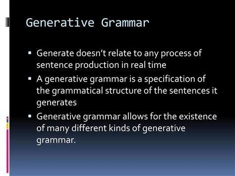 Ppt Generative Grammar Part Ii Powerpoint Presentation Free Download Id 1998414