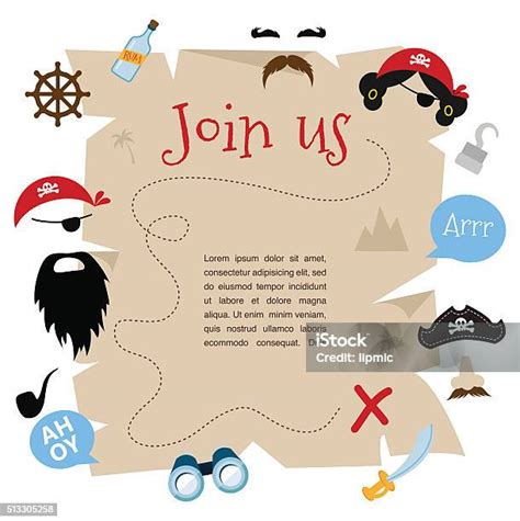 Pirate Party Invitation Card Design Vector Illustration向量圖形及更多海盜圖片 Istock