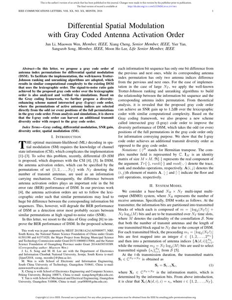 Pdf Differential Spatial Modulation With Gray Coded Antenna Activation Order Pdf Differential Spatial Modulation With Gray Coded Antenna Activation Order