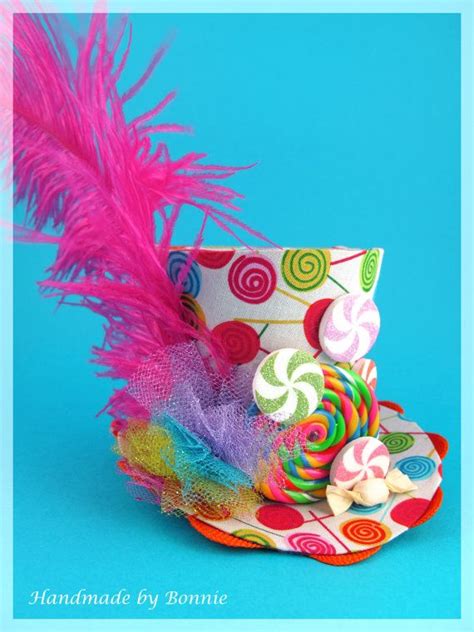 Tiny Top Hat Mini Top Hat Lollipop Candy Pink Feather Crazy Hat