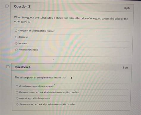 Solved D Question 3 3 Pts When Two Goods Are Substitutes A