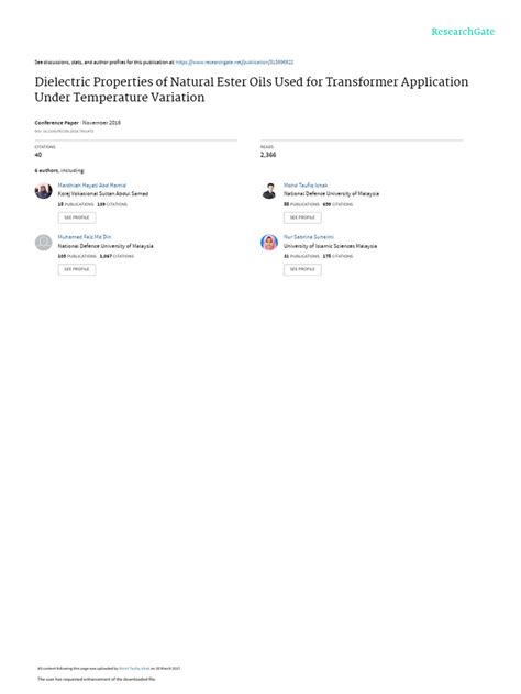 Dielectric Properties Of Natural Ester Oils Used For Transformer Application Under Temperature