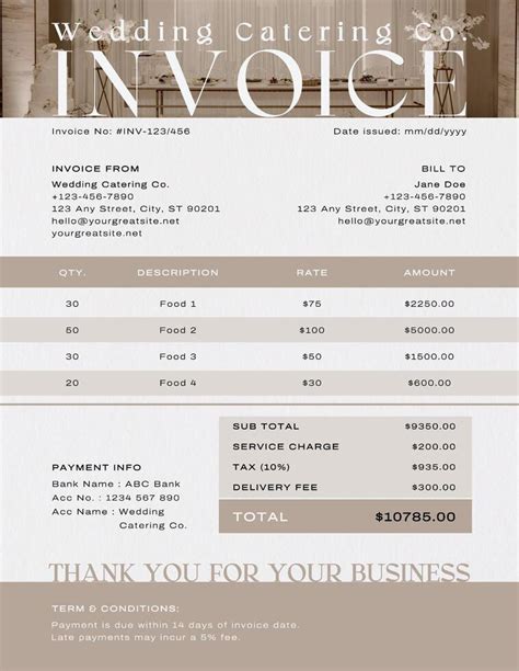 Wedding Catering Invoice 56275611 Template