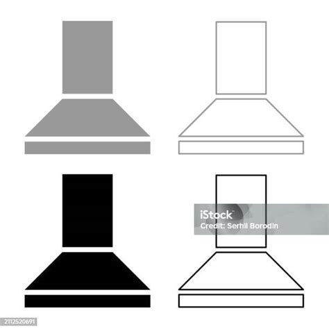 부엌 부엌 밥솥 가전 제품 세트 아이콘 회색 검은 색 벡터 일러스트 레이 션 이미지 솔리드 채우기 윤곽선 윤곽선 얇은 플랫 스타일 후드 가정 생활에 대한 스톡 벡터 아트 및