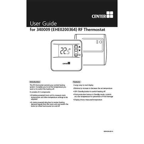 Center Cb Rf Wireless Non Program Thermostat 340009 Manual