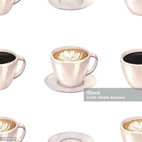 수채화 무늬 커피 라떼 거품이 있는 카푸치노 하트로 장식 손으로 그린 그림은 흰색 배경에 분리되어 있습니다 완벽한 음식 메뉴