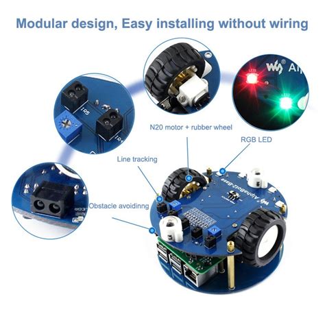 Waveshare Alphabot2 Robot Building Kit For Raspberry Pi 3 Model B Us Plug