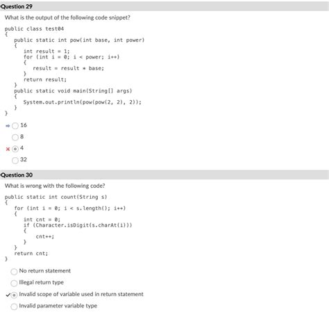 Solved Question 29 What Is The Output Of The Following Code