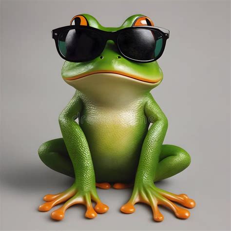 Funny Cute Green Frog Portrait Stock Illustration Illustration Of