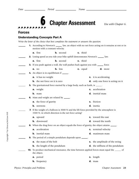 Chapter Study Guide Physics Principles And Problems Study Poster Scienceworksheets Net