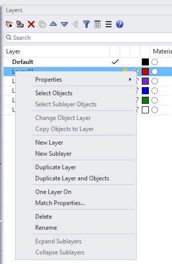 Layer Panel Menu Shortcuts Rhino Mcneel Forum