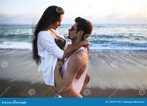 Caucasian Couple Lovers In Romance Moment Together Watching Love Story