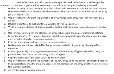 Solved Write C Statements That Perform The Specified Task