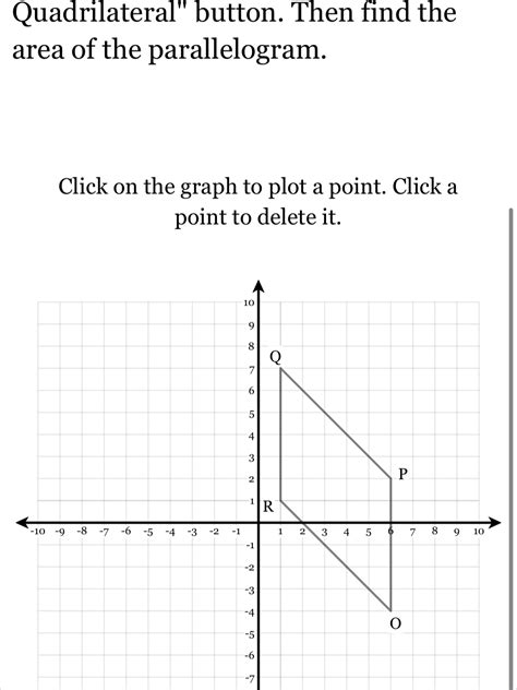 Solved Quadrilateral Button Then Find The Area Of The Parallelogram Click On The Graph To Pl