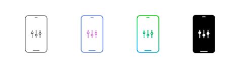 휴대폰 설정 아이콘에는 편집 가능한 획 선 듀오컬러 선 그라디언트 선 및 실선의 네 가지 스타일이 있습니다 웹 디자인 모바일 앱 Ui Ux 및 Gui 디자인에 적합합니다