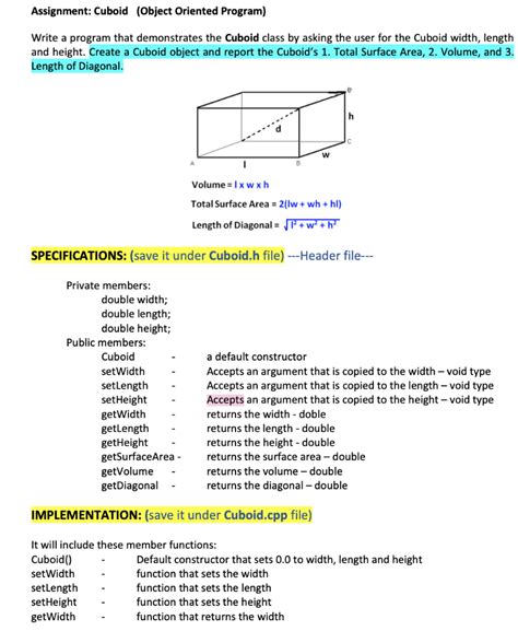 Solved Assignment Cuboid Object Oriented Program Write A Chegg