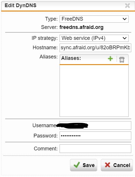 Configuration Of DynDNS Settings To Run With FreeDNS Afraid Org And IPv Management