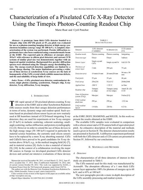 Pdf Characterization Of A Pixelated Cdte X Ray Detector Using The