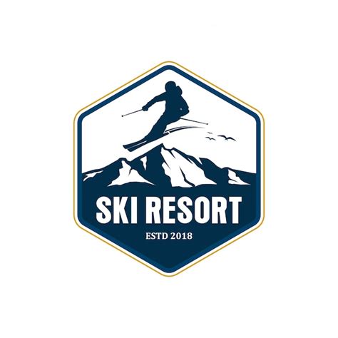 스키 리조트 로고 디자인 프리미엄 벡터