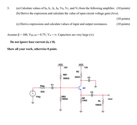 Solved A Calculate Values Of IB Ic IE IB VB Vc Chegg Com