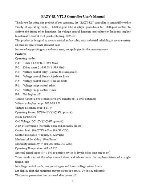 Eazy Rl Vt23 Manual Controlador Da Gpu Pdf Switch Relay
