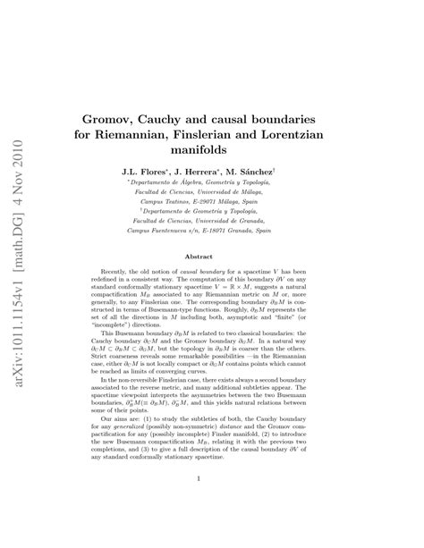 Pdf Gromov Cauchy And Causal Boundaries For Riemannian Finslerian