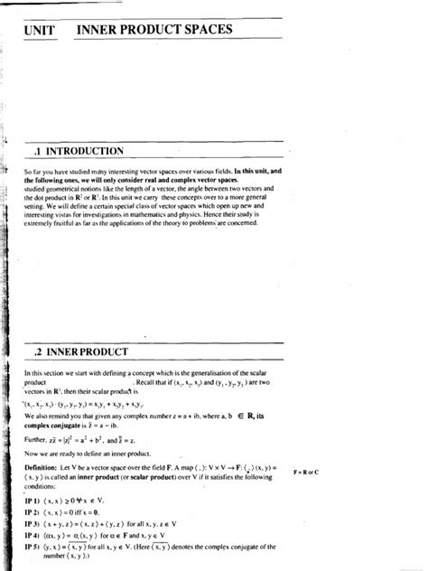 Unit 4 Inner Product Space Pdf Vector Space Basis Linear Algebra