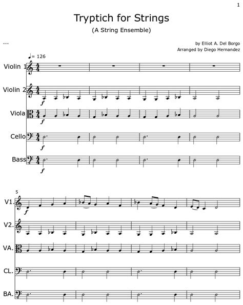 Tryptich For Strings Sheet Music For Violin Viola Cello Contrabass