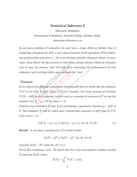 9511 Et Module 2 Nice Statistical Inference I Shirsendu Mukherjee Department Of Statistics