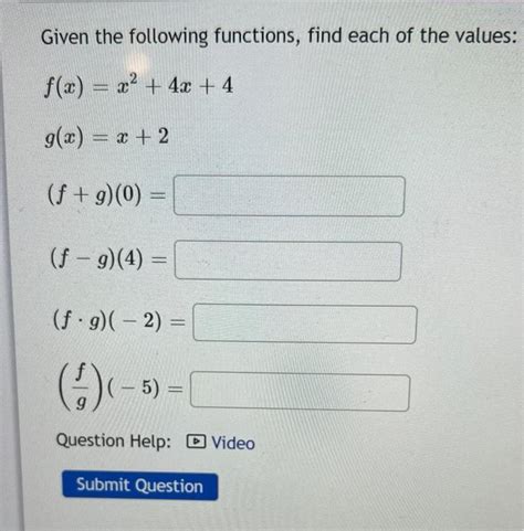 Solved Given The Following Functions Find Each Of The