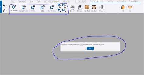 An Error Has Occurred While Updating Model In Tekla Structure Trimble