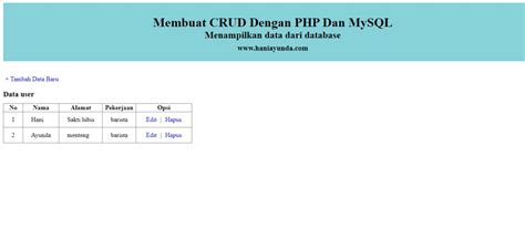H A N I Membuat Crud Dengan Php Dan My Sql