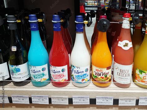 Minsk Belarus Apr 15 2022 Light Alcoholic Drinks On Rack In