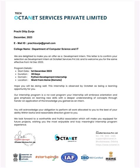 Prachi Zunje On Linkedin Octanet Octanetinternship Newcareer Newjob Career